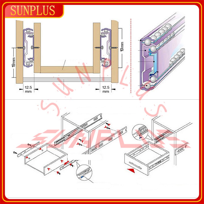 Per Pair Drawer Slide Soft Close Keyboard Drawer Slide For Desk Drawer Rail Heavy Duty Drawer