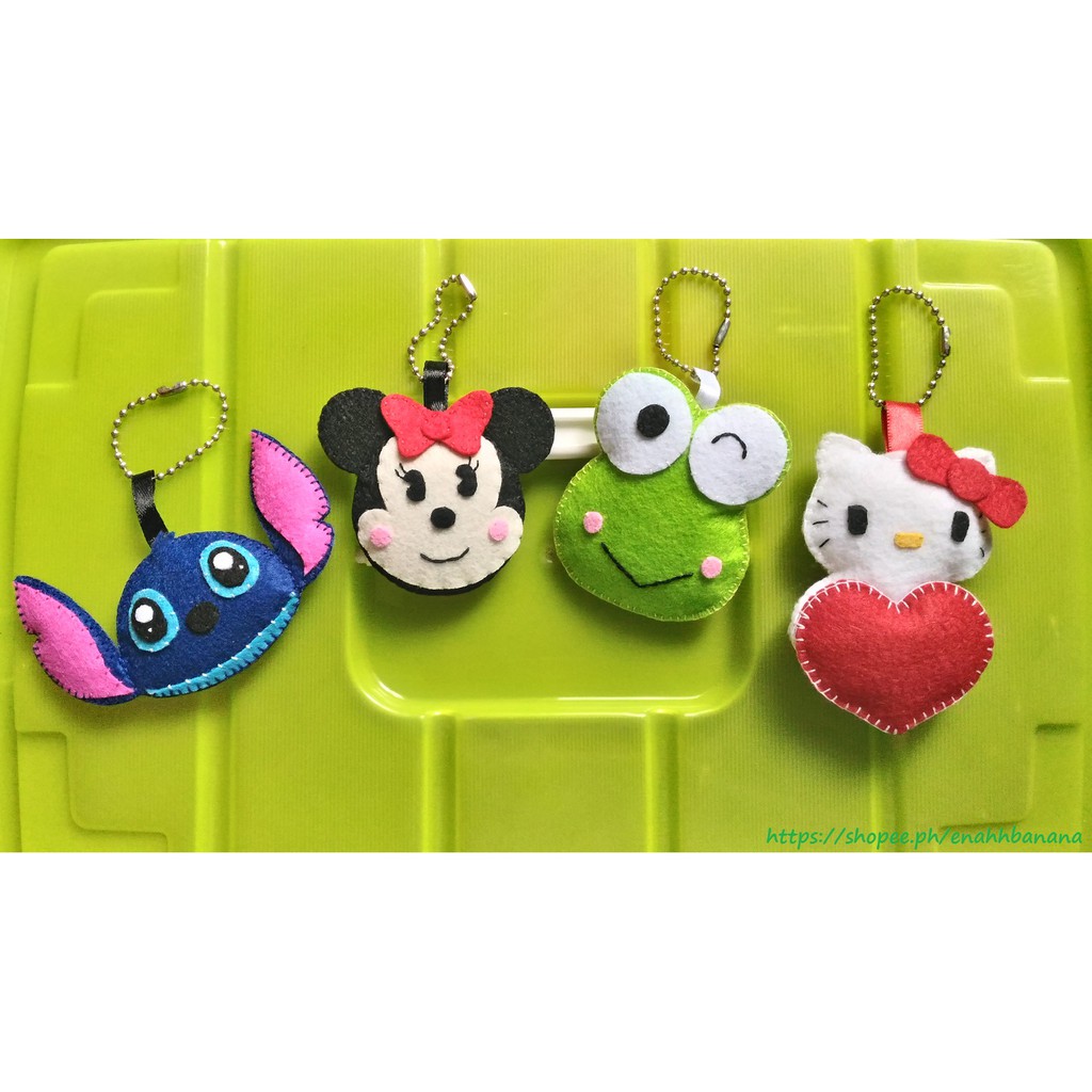 Stitch / Minnie / Kero Keroppi / Hello Kitty felt keychains | Shopee ...