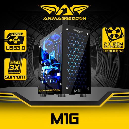 Armaggeddon M1G Mesh with See thru Panel Gaming Chassis with 2 x 12CM ...