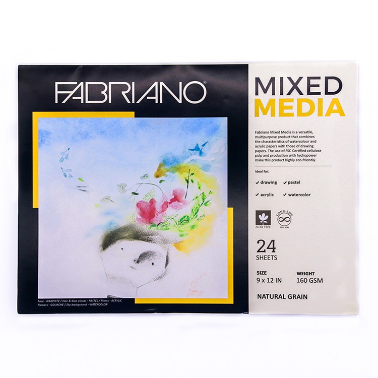 Fabriano Mixed Media 160gsm 24sheets per pad | Shopee Philippines