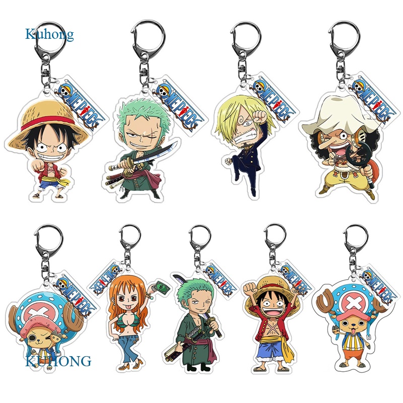 KUHONG Anime One Piece Collectie Keychain Cool Luffy Zoro Sanji Cartoon ...