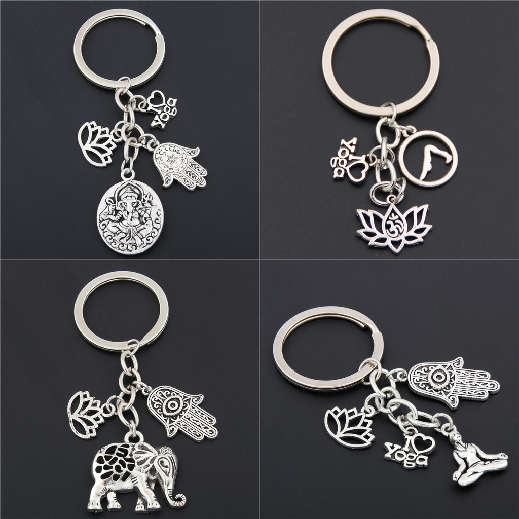 1pc I Love Yoga Namaste Charms Lotus Pendant Keychain Keyring Om Ohm ...