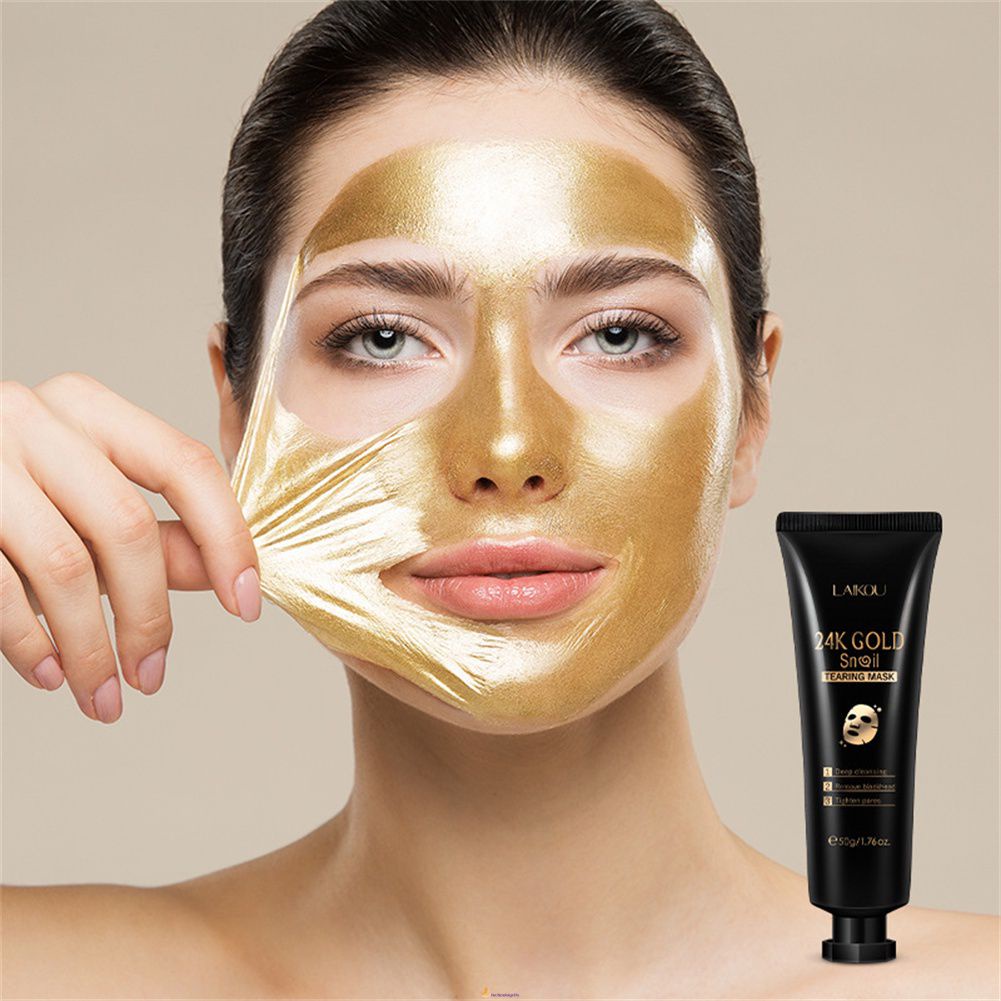 24k Gold Blackhead Remover Nose Face Mask Snail Pore Strip Tearing ...