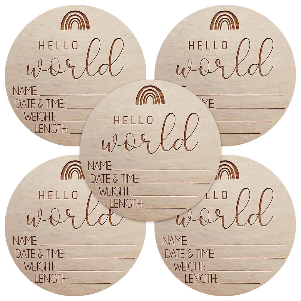 Hello World Birth Announcement Sign 4in Baby Arrival Sign Plaque 4in ...