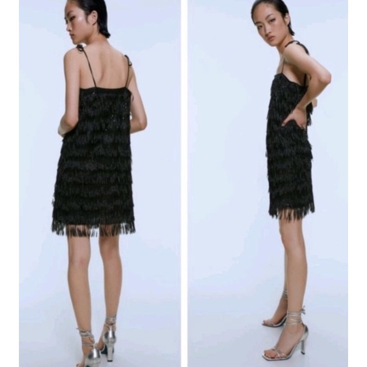 Zara Fringe Sequin Dress | Shopee Philippines