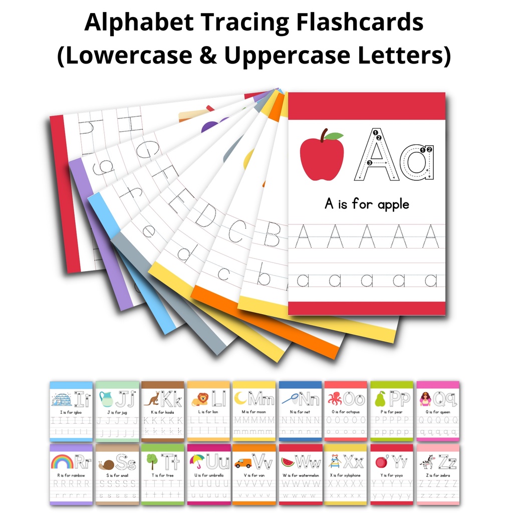 Uppercase & Lowercase Alphabet Tracing Flashcards for kids, Laminated ... Uppercase & Lowercase Alphabet Tracing Flashcards for kids, Laminated ...