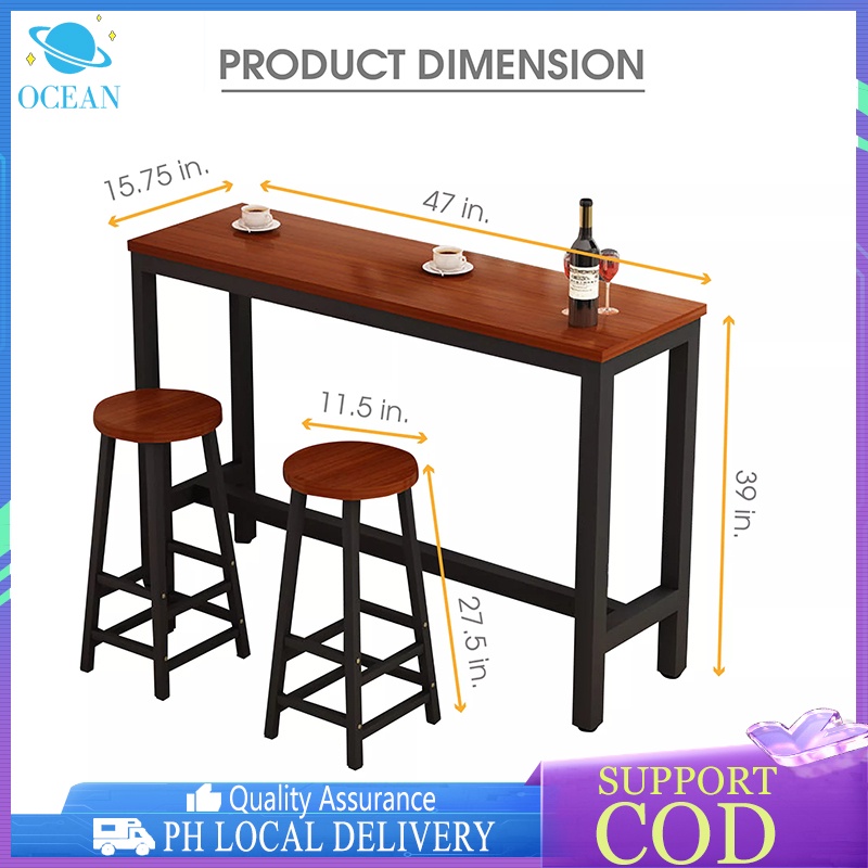 Bar Table And Chair Combination Mini Bar Table + 2 Chairs Set | Shopee ...