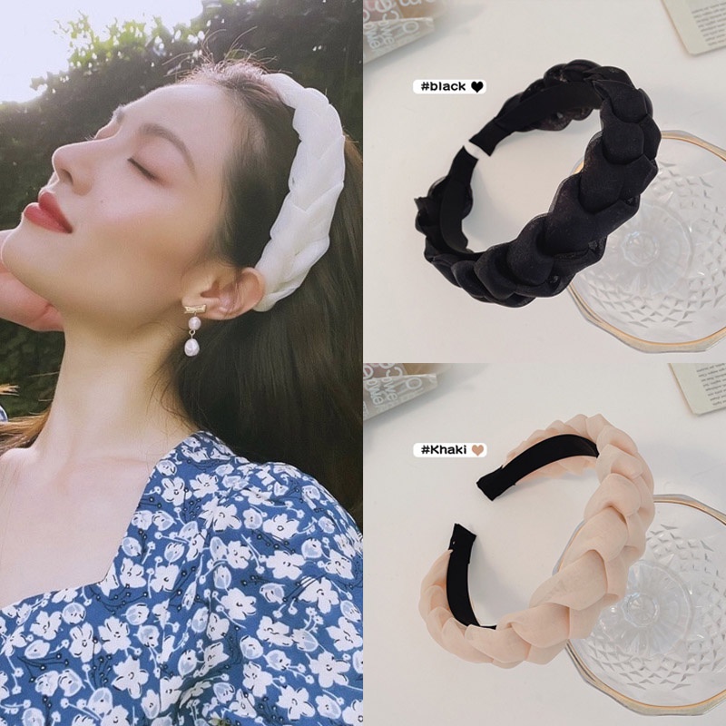 Sweet braided headband women's new hair band wide side hair band ...