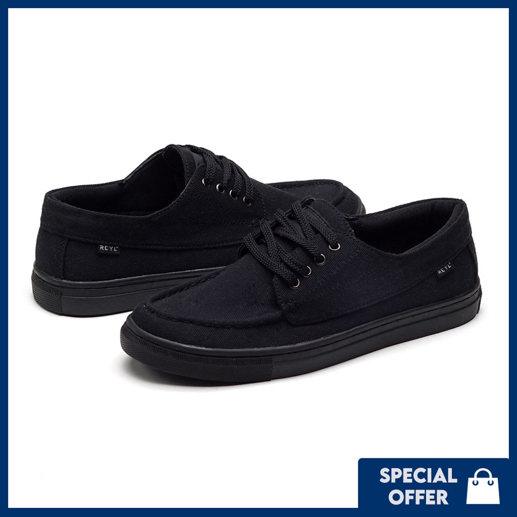 Jams FULL BLACK - Vintage Canvas Casual Shoes Men Boat Sneakers Street ...