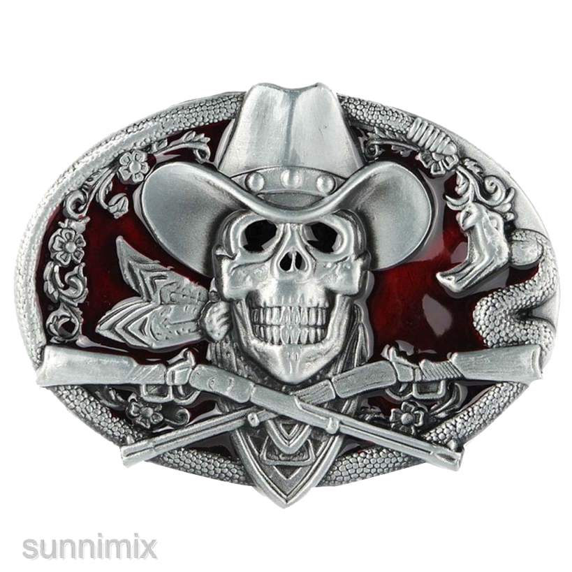 Gothic Skeleton Head Halloween Hip Hop Cowboy Biker Mens Belt Buckle ...