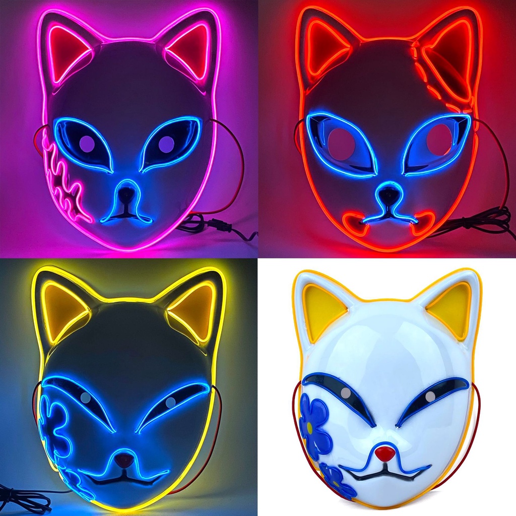 Demon Slayer Glowing Mask Anime cos Props Tanjirou Kutu Masao Play Cat ...