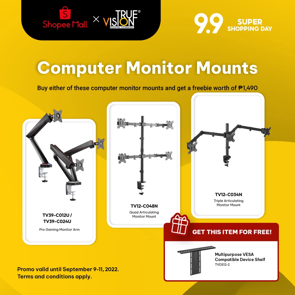 True Vision Triple Monitor Bracket for 13"-27" Monitors TV12-C034N ...