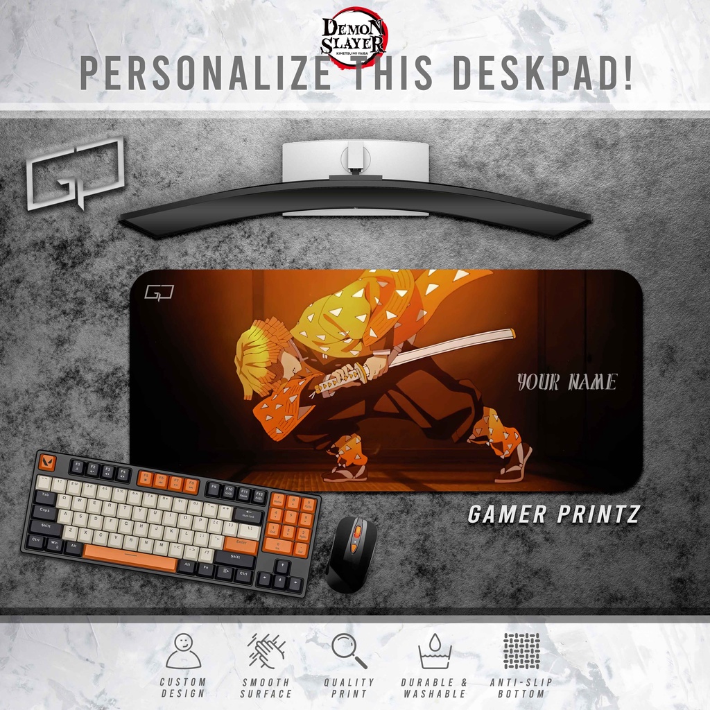 Personalized Demon Slayer Zenitsu Gaming Desk Pad/ Mouse Pad by Gamer ...