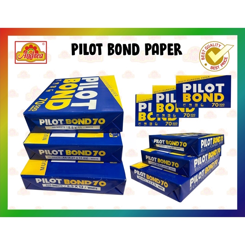 Pilot Bond Paper Sub20 / 70gsm (Short,A4,Long) | Andrea | Shopee ...