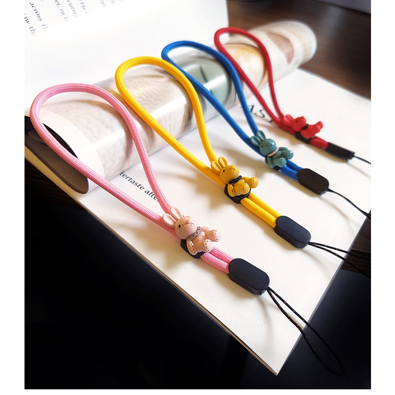 Cute Rabbit Hand Wrist lanyard ID Card Phone Rope Badge Key Holder ...