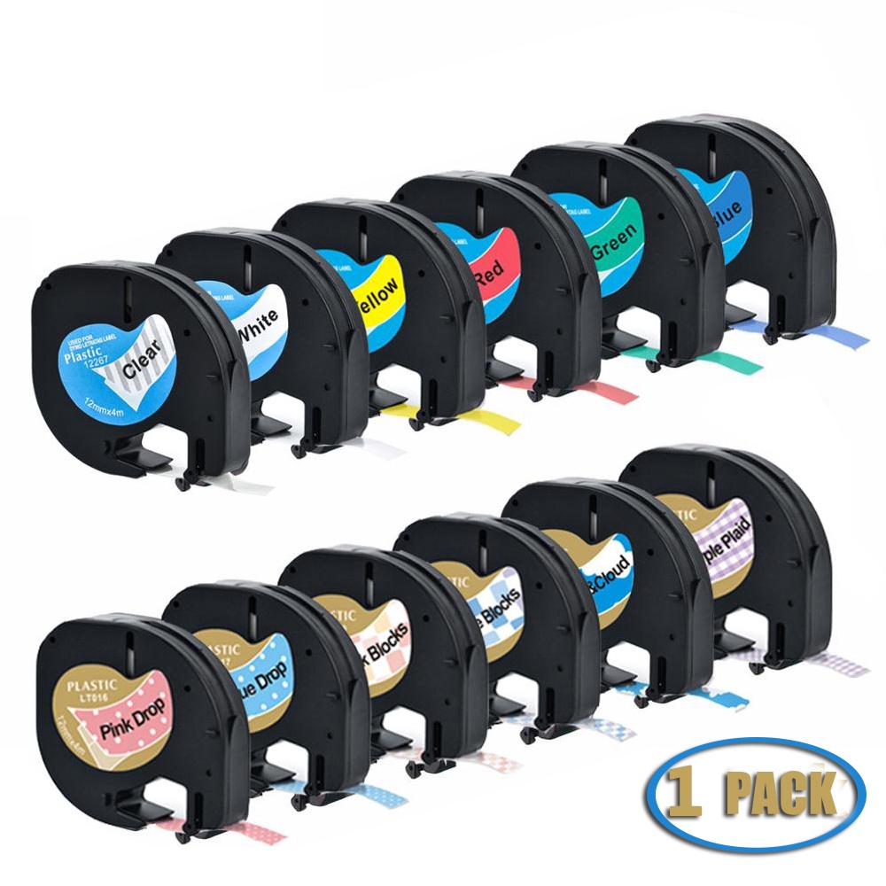 Multicolor 12mm*4m Plastic LT tapes 12267 91200 91201 Compatible Dymo ...
