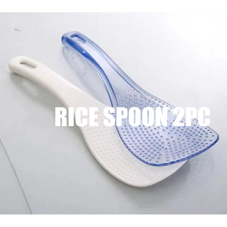 2-IN-1 RICE SPOON DOTTED WHITE & CLEAR / FOOD GRADE PLASTIC FLAT RICE ...