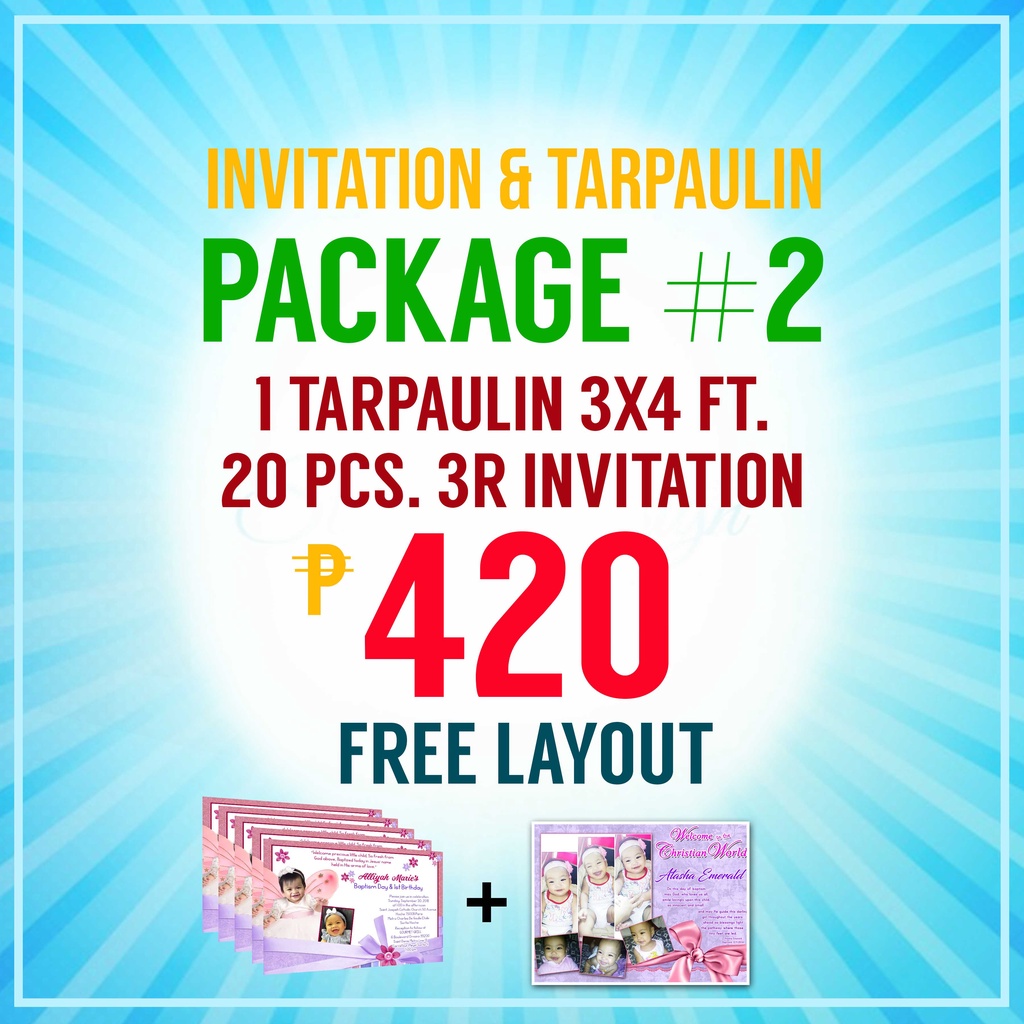 Birthday/ Binyag Party Package 2 inclusions: 4x3 TARPAULIN + 20PCS 3R ...