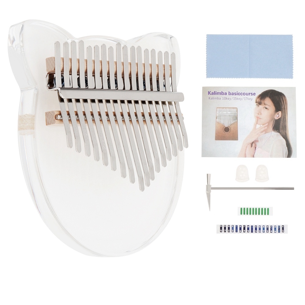 17 Key Kalimba Crystal Transparent Cat Thumb Piano Musical Instrument ...