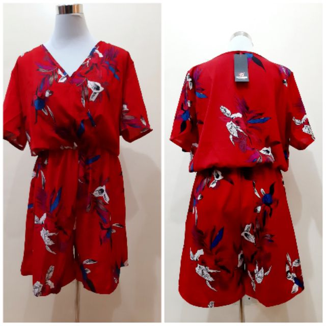 Red Floral Romper (L) | Shopee Philippines
