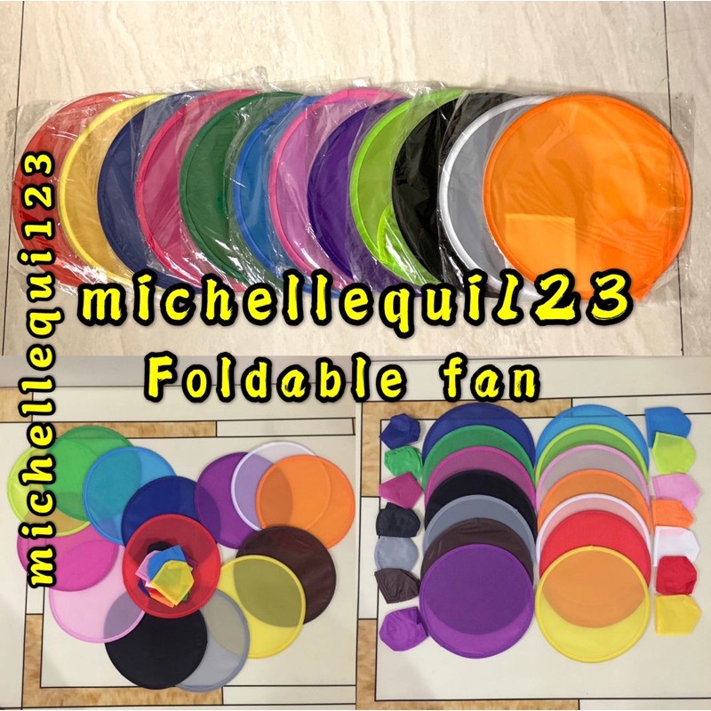 100 Pcs Foldable Round Fan Plain Colorful Nylon Frisbee Fan | Shopee ...