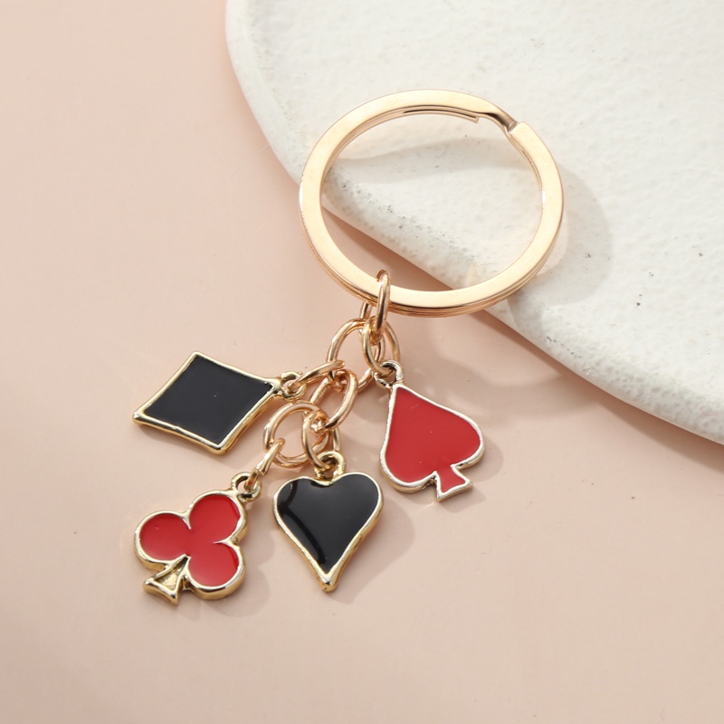 Cute Enamel Keychain Hearts Clubs Diamonds And Spades Symbol Key Ring ...