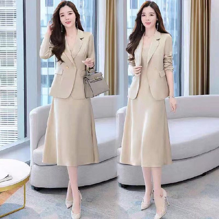 2PCS [ Blazer + Dress ] Fashion Suit Plus Size Loose Set Blazer Office ...