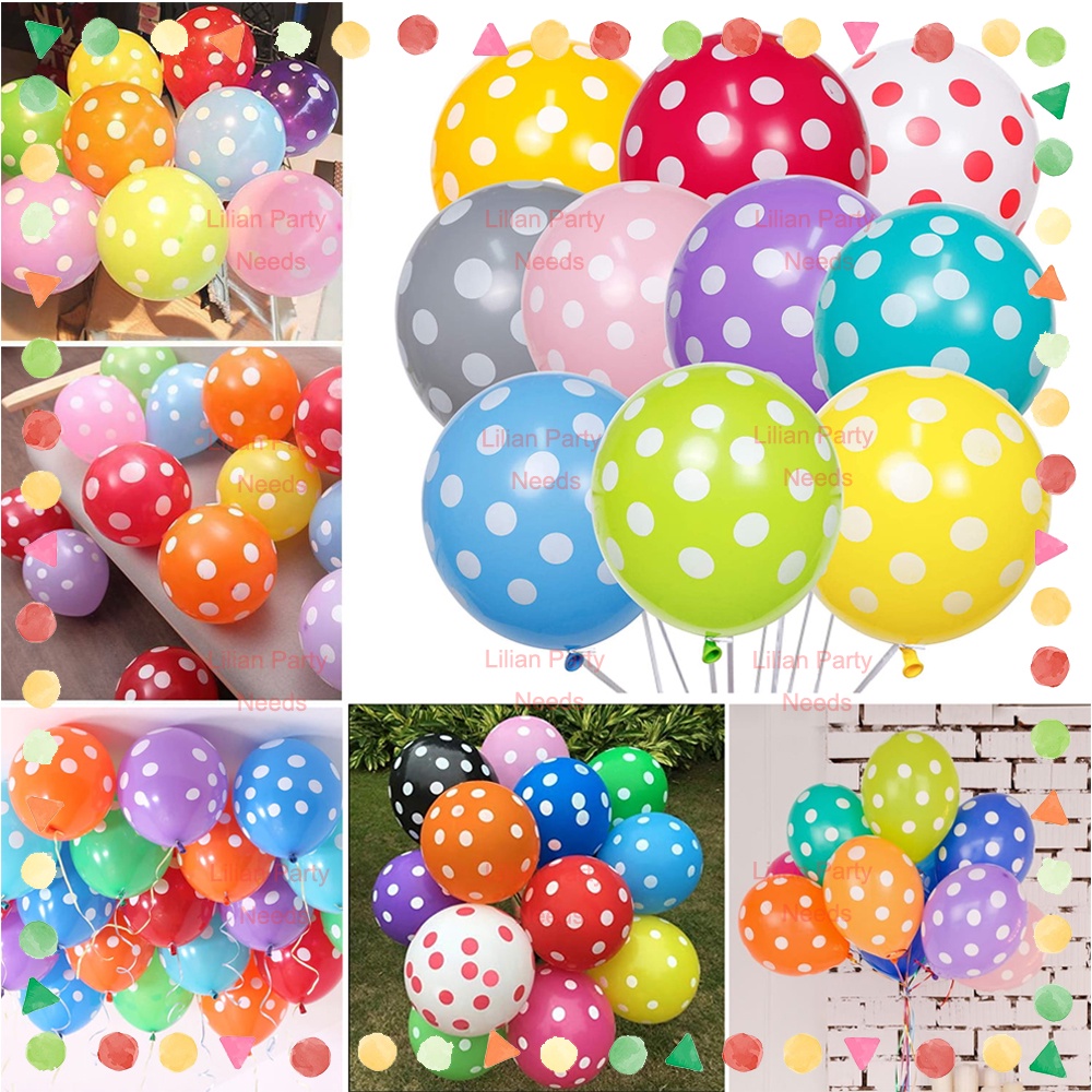 𝐋𝐢𝐥𝐢𝐚𝐧 𝐏𝐚𝐫𝐭𝐲 𝐍𝐞𝐞𝐝𝐬 100 pc 12 inch polkadots rubber balloon | Shopee ...