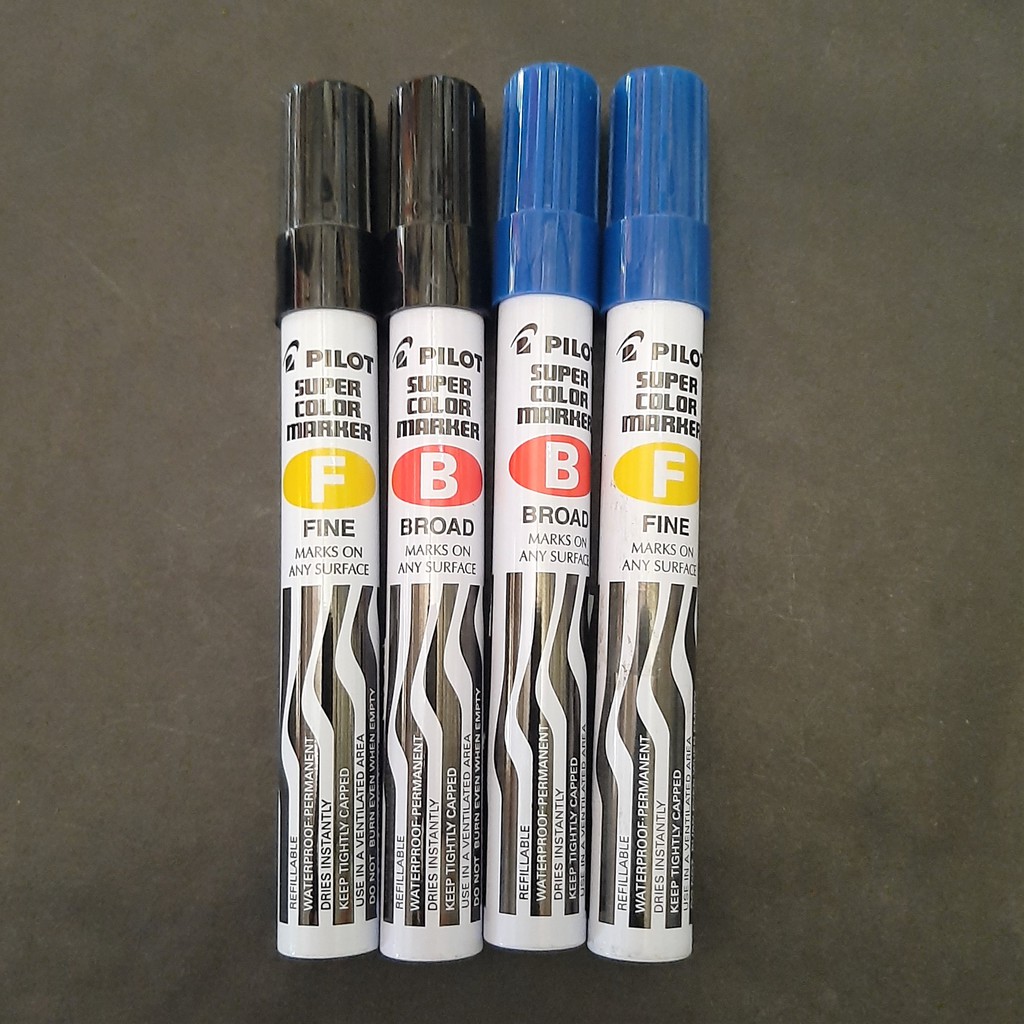 Pilot Permanent Marker Broad, Fine (Black, Blue) | Shopee Philippines