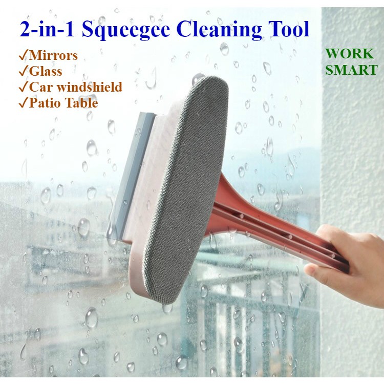 2-in-1 Window Squeegee Car Windshield Cleaner Wiper Flexible Cleaning ...