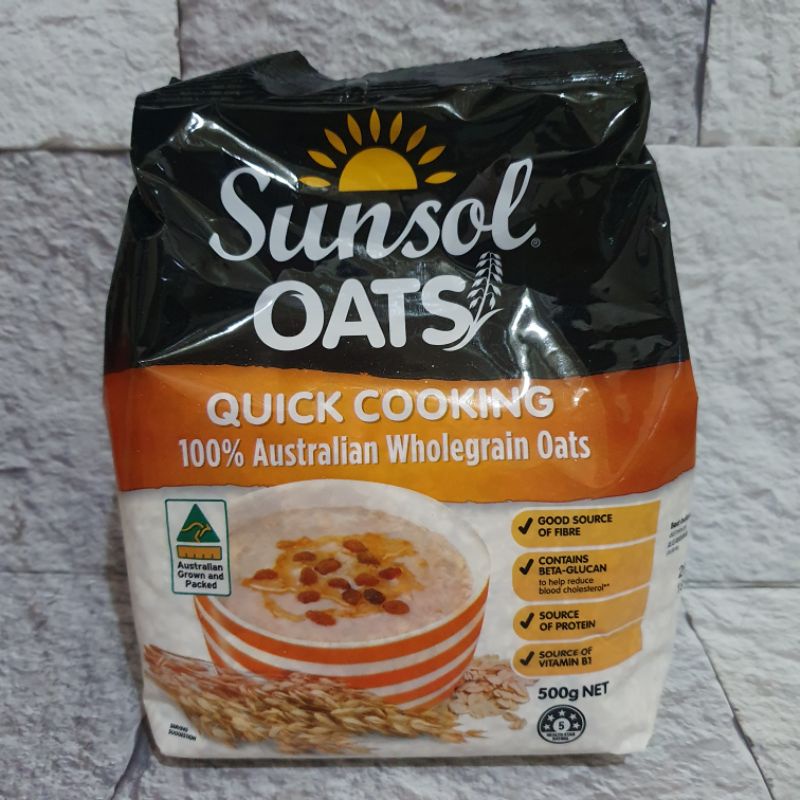 Sunsol OATS QUICK COOKING - AUSTRALIAN WHOLEGRAIN OATS 500g | Shopee ...