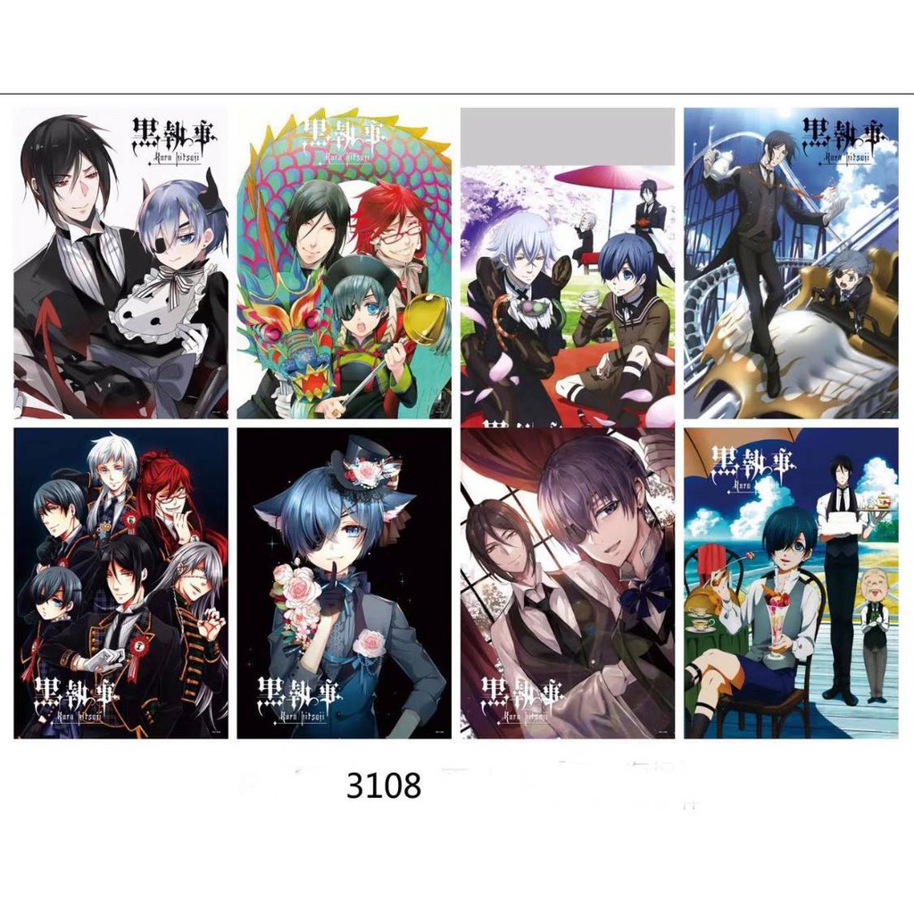 BLACK BUTLER 8 PIECES POSTERS KUROSHITSUJI A3 SIZE | Shopee Philippines
