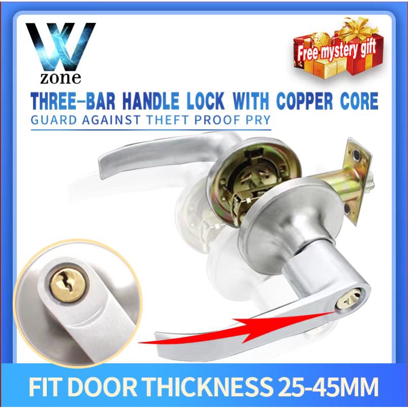 W ZONE Door Lock - Stainless Steel Rustproof Door Handle Lock Anti ...