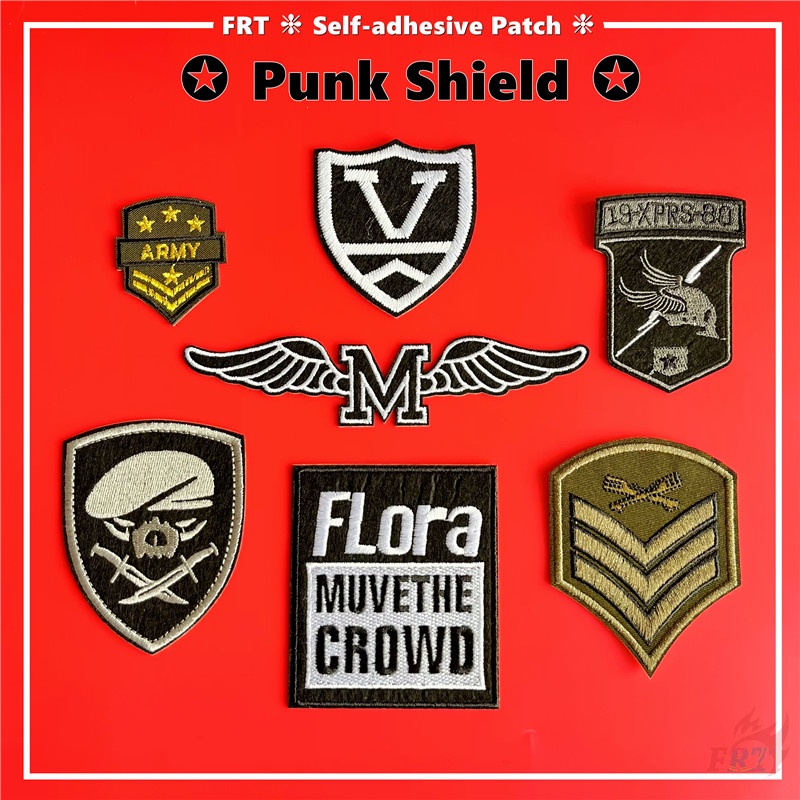 ☸ Punk Shield Wing Eagle Skull Self-adhesive Sticker Patch ☸ 1Pc Iron ...
