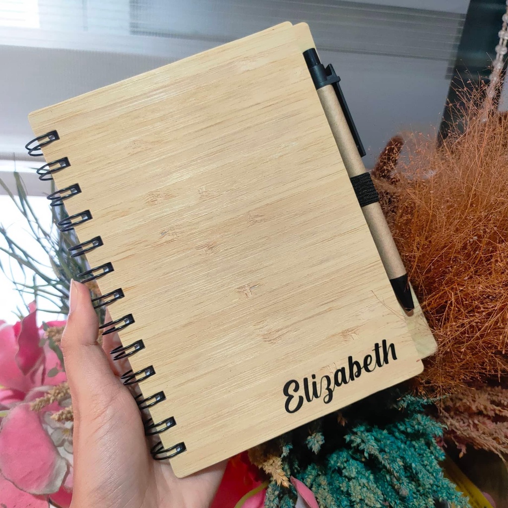 PERSONALIZED Bamboo Notebook with Pen 7 inches Notebook Journal Diary ...