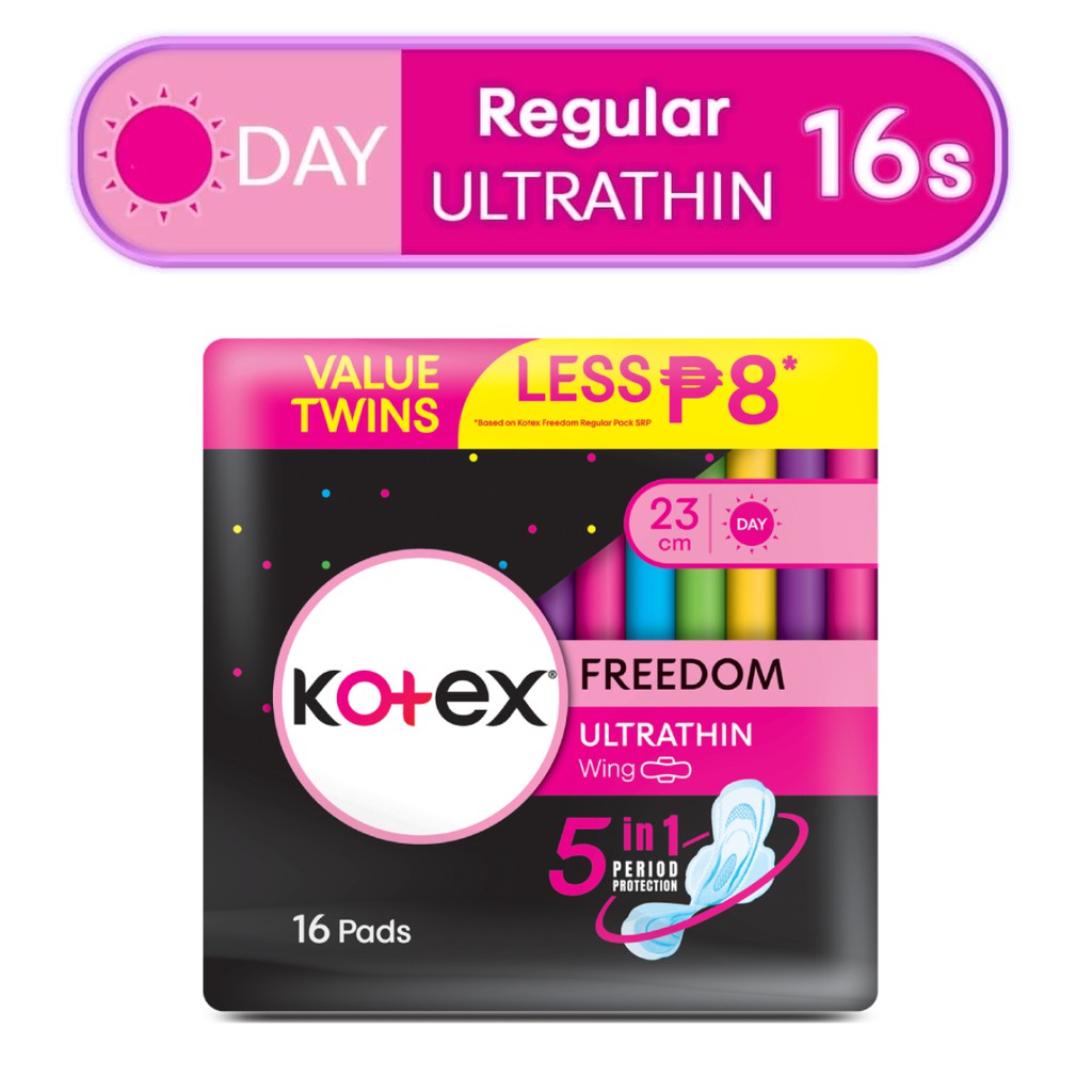 Kotex Freedom Ultrathin Sanitary Napkins 23cm Value Packs - 16 pads | Shopee Philippines