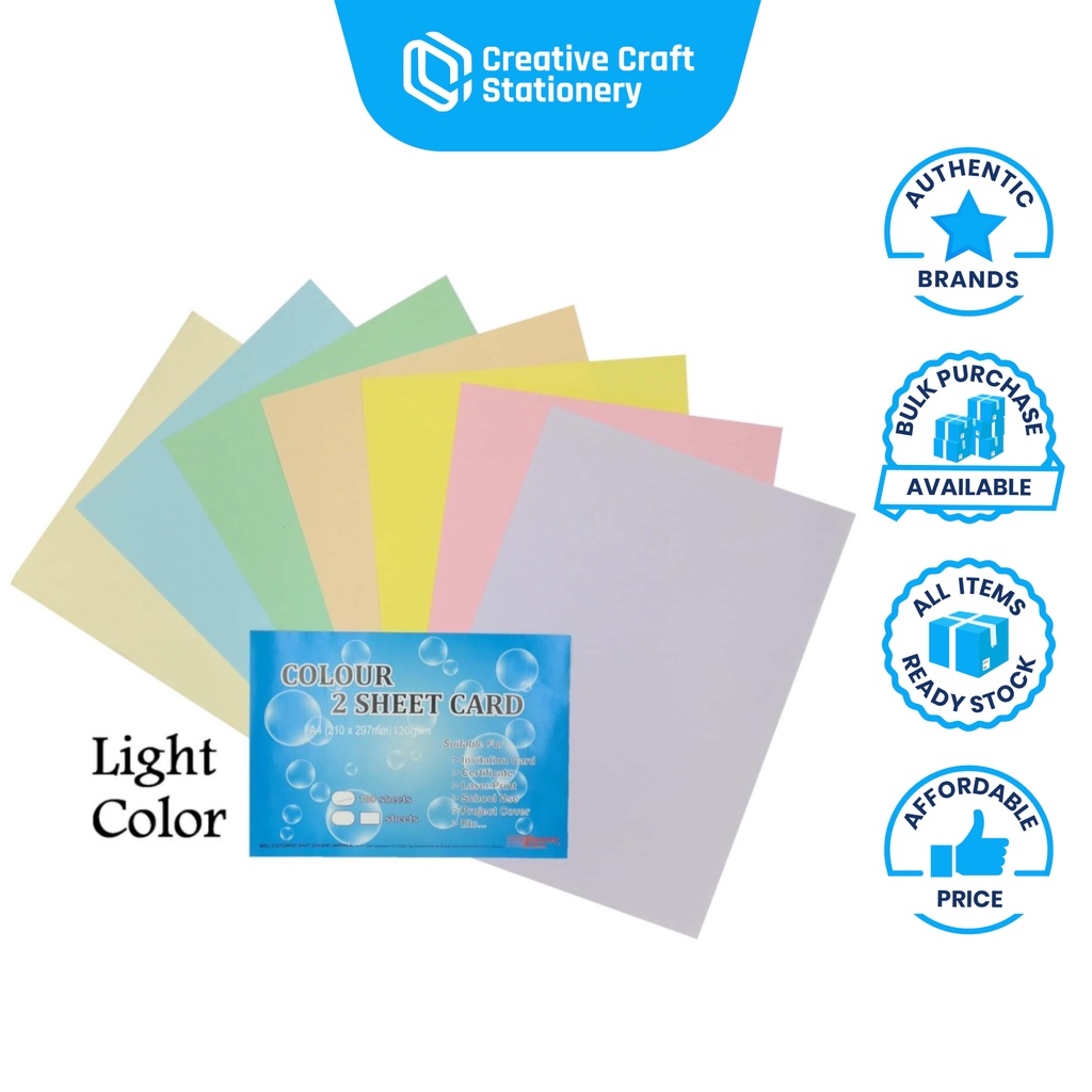 A4 2 Sheet Card 120gm Light Color / 20 shts / Color Art Card | Shopee ...