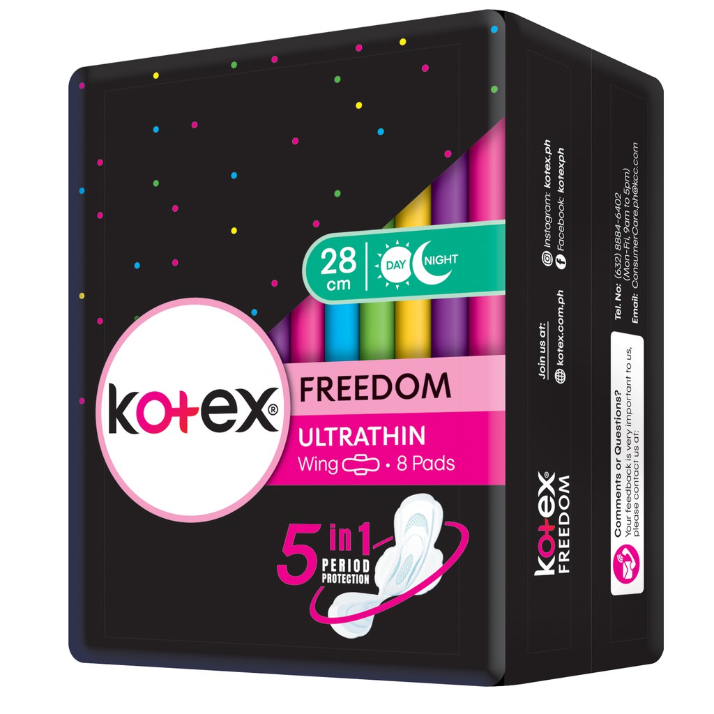 Kotex Freedom Ultrathin Sanitary Napkins 28cm - 8 Pads x 2 Packs 16 Pads | Shopee Philippines