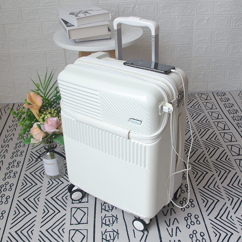 ♈ Samsonite export ultra-quiet luggage female front opening boarding ...