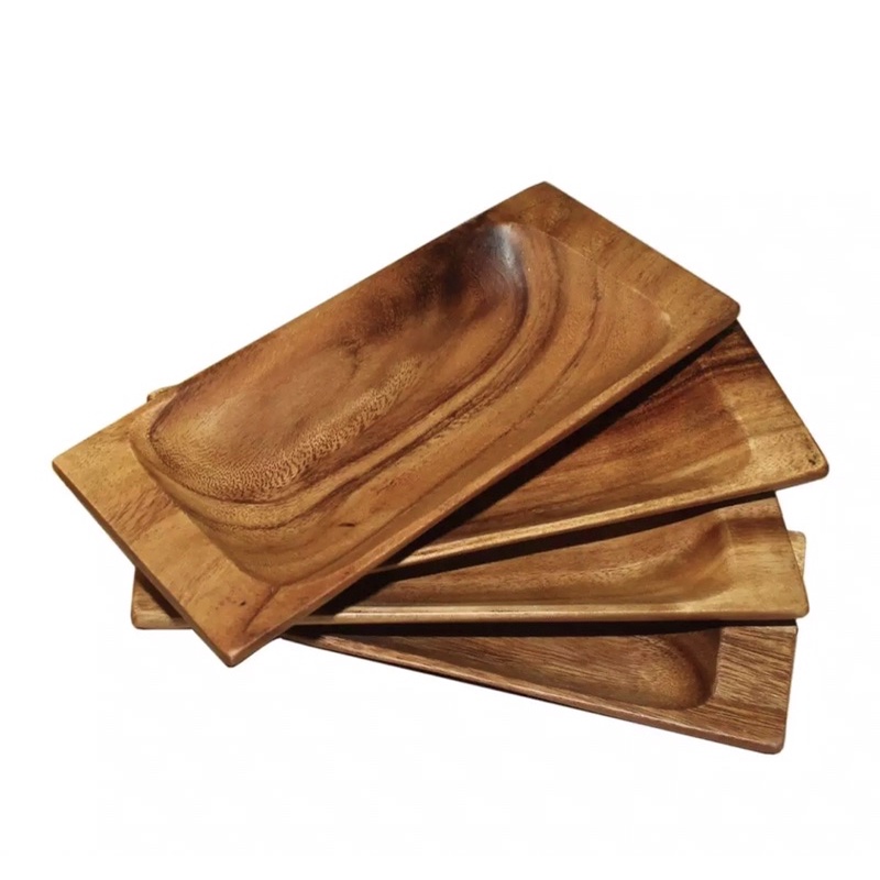 GJR Store 2 PCS Quality Rectangular Wooden Serving Tray Barbeque Tray ...