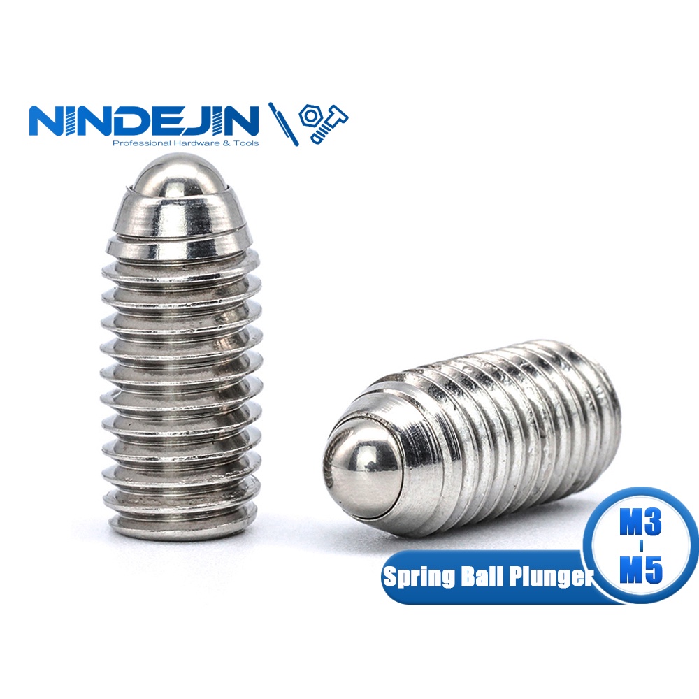 NINDEJIN 10-15Pcs Hex Socket Ball Domed Point Set Screws M3/M4/M5 Metric Spring Plunger Screw ...