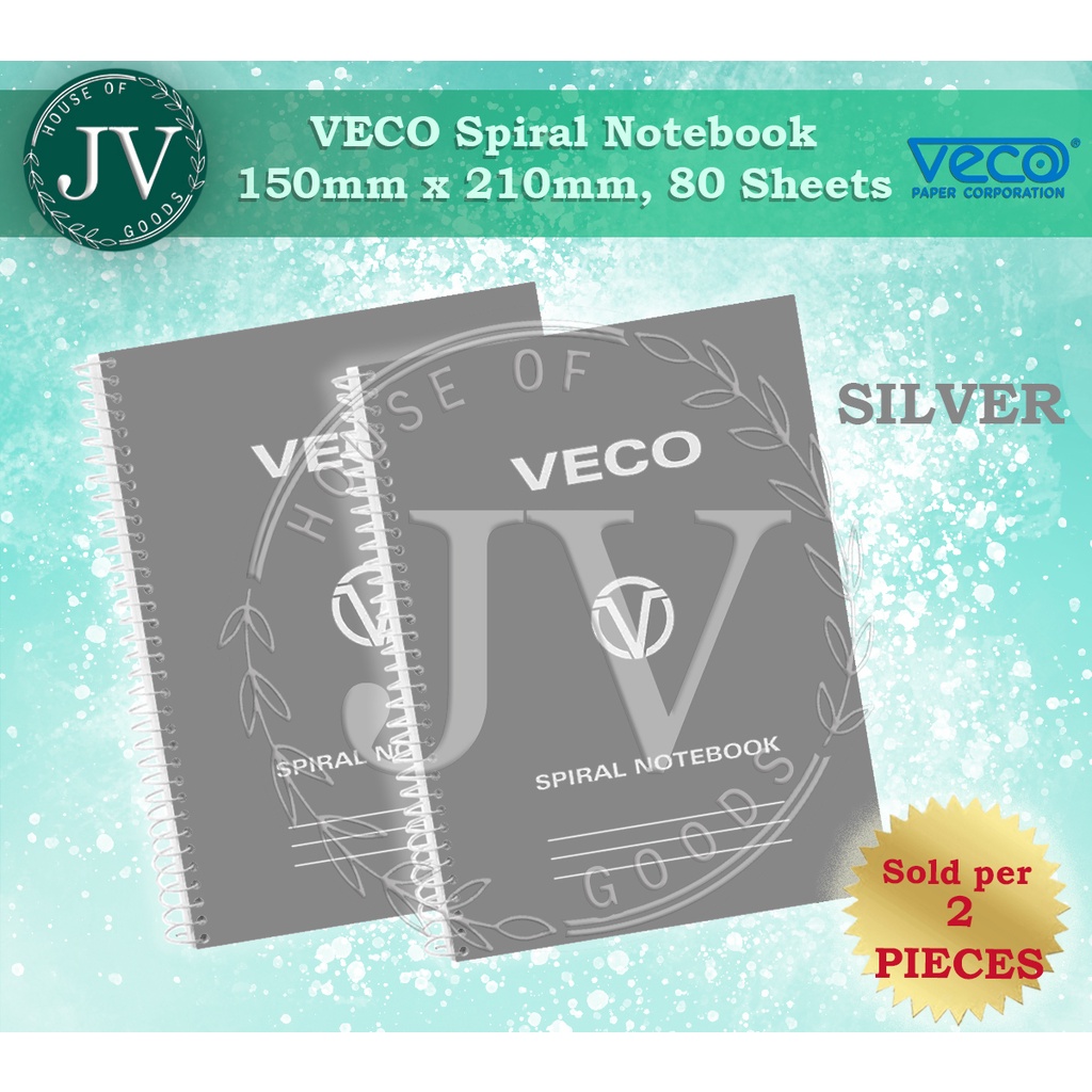 2pcs Veco Spiral Notebook 6"x8.5" 80leaves | Shopee Philippines