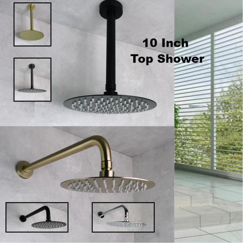 10 Inch 250mm Ultra Thin Stainless Steel Overhead Shower Set with Wall ...