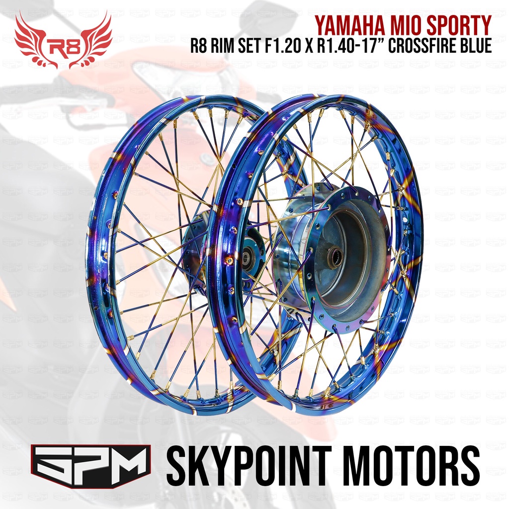 R8 RIM SET PAIR F1.20 x R1.40 - 17" CROSSFIRE BLUE | YAMAHA MIO SPORTY ...