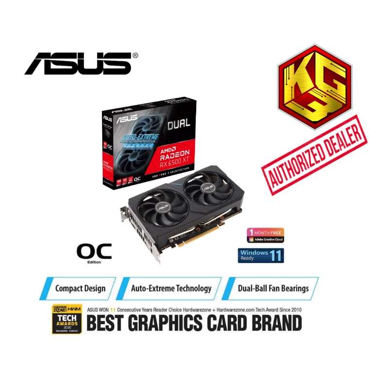 ASUS Dual Radeon™ RX 6500 XT OC Edition 4GB GDDR6 Graphic Card (DUAL ...