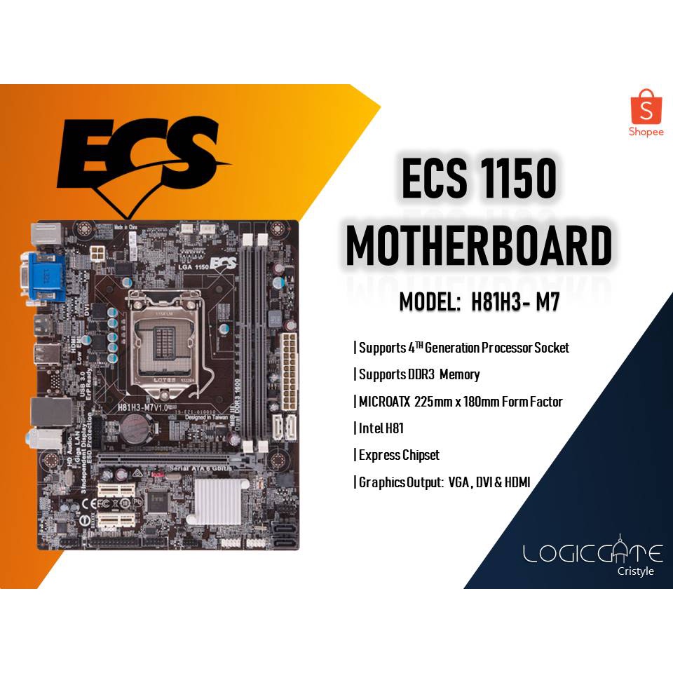 ECS H81 Motherboard Support 4th Gen Intel Processor 1150 | Shopee ...