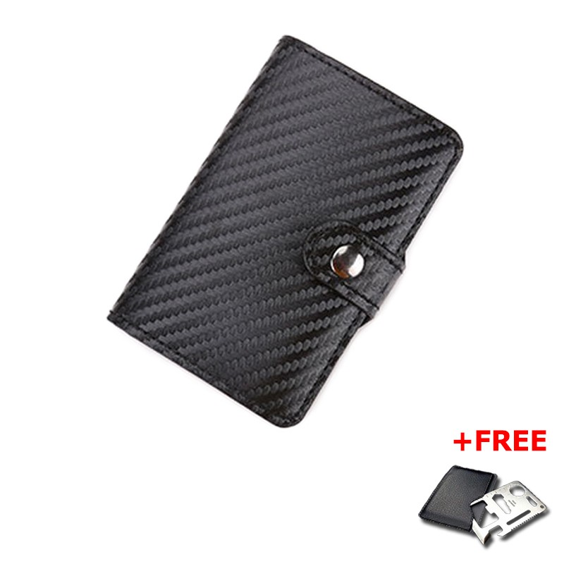 Slim Carbon Fiber Credit Card Holder RFID Ridge Non-scan Metal Simple ...