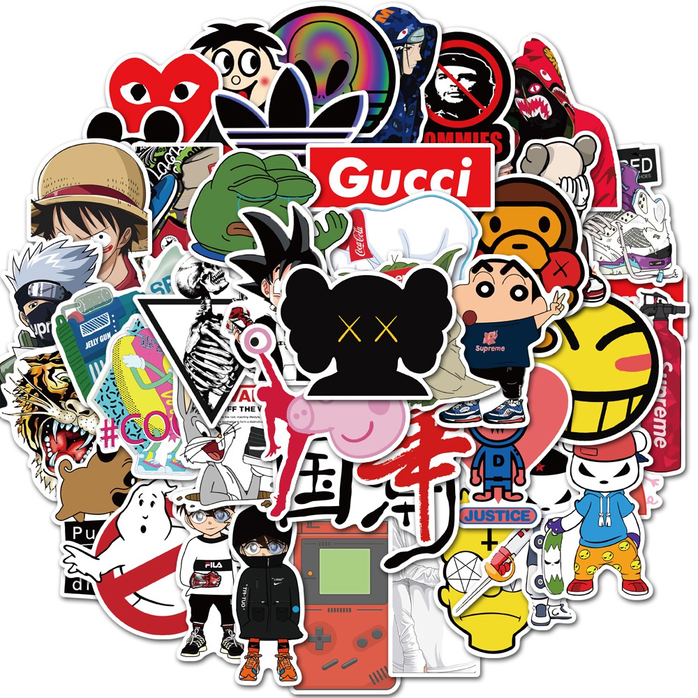 50PCS Tide Logo Fashion Brand Graffiti Stickers Guitar Laptop Macbook ...