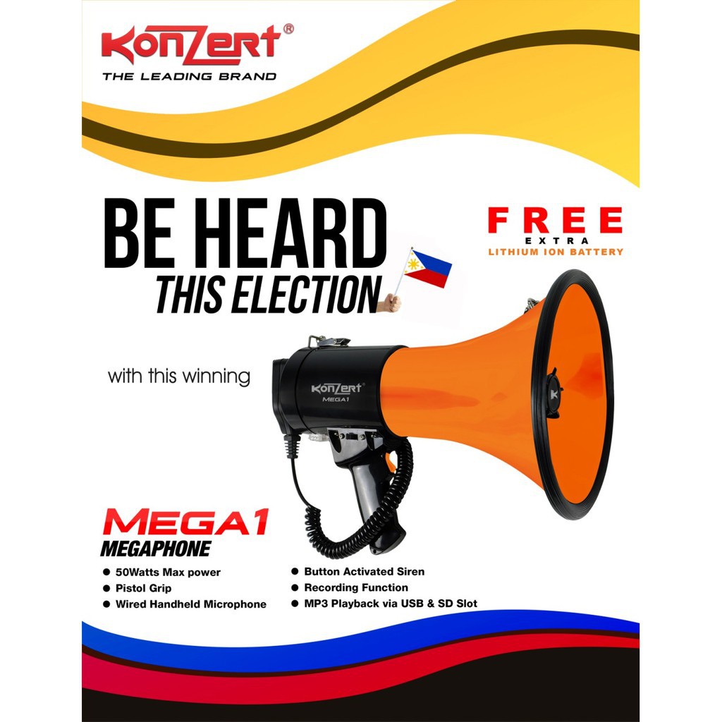 Konzert MEGA1 Megaphone 50W w/ Recording Function & Siren(LEXING/CROWN ...
