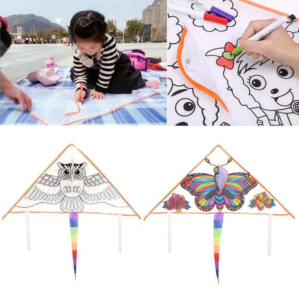 Diy Kite Painting Kite White Triangular Kite Outdoor Fun Sports NEW ...